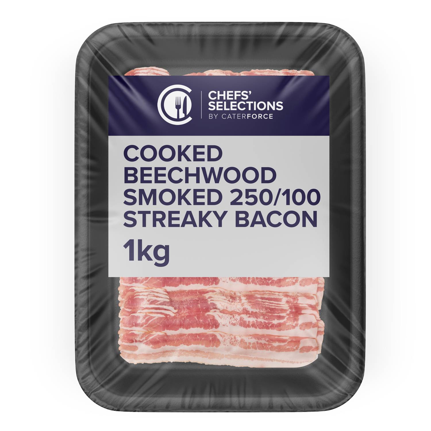 Chefs' Selections Cooked Beechwood Smoked 250/100 Streaky Bacon (8 x ...