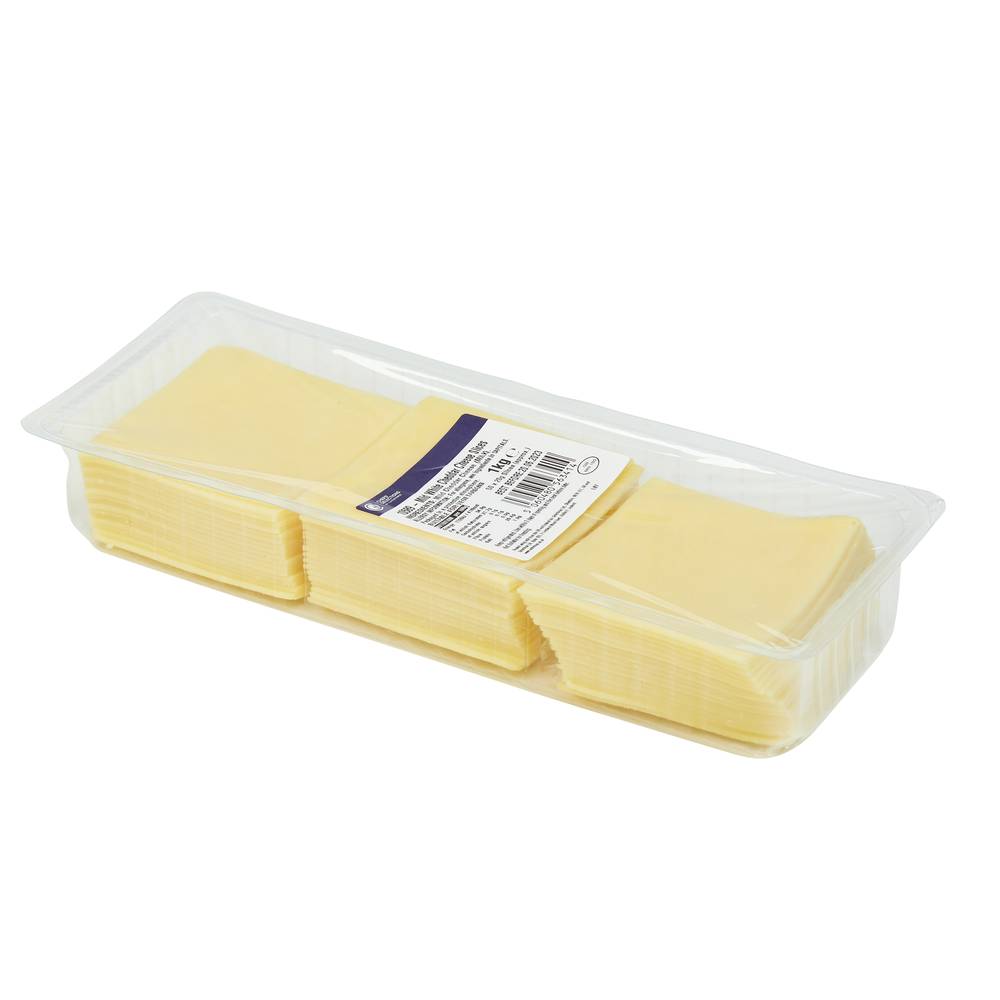 Chefs' Selections Mild White Cheddar Cheese Slices (6 x 1kg) - Caterforce